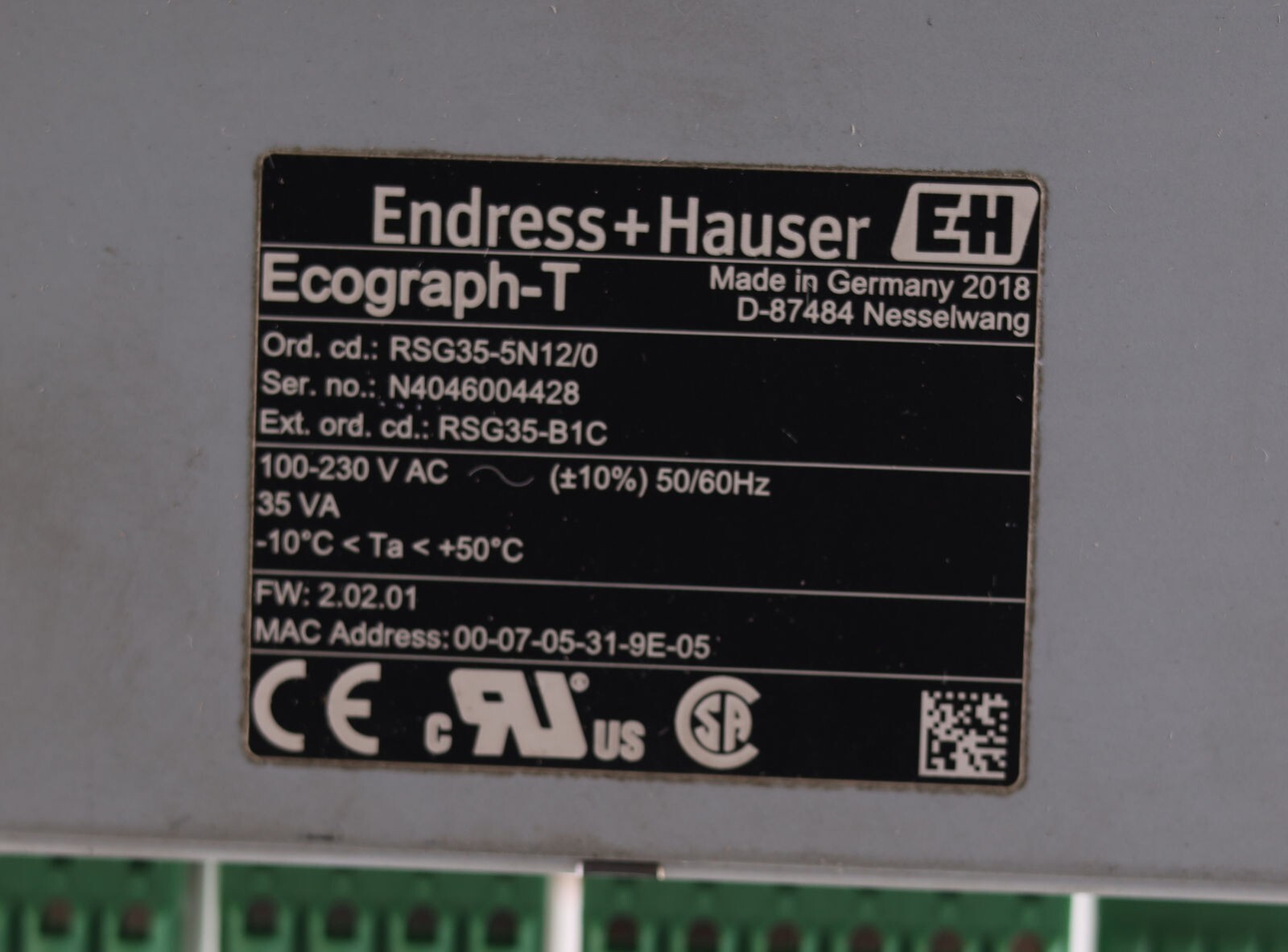 ENDRESS + HAUSER ECOGRAPH-T RSG35-5N12/0 RSG355N120 | eBay