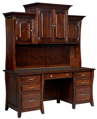 Amish Traditional Computer Desk Hutch Home Office Solid Wood Rope ...