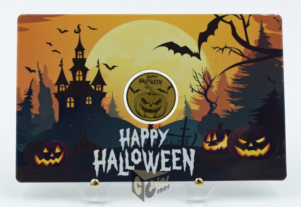 Halloween pumpkins and Witch 2 X 1/1000 Oz 999 Gold Coin Chad and Gabon ...