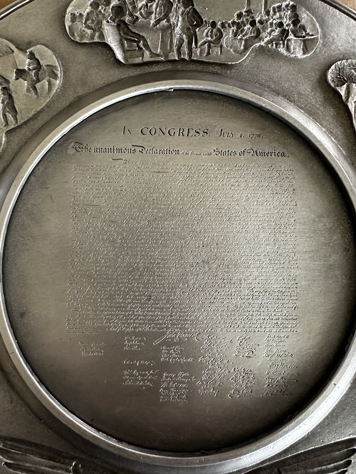 1776-1976 "YANKEE DRUMMER" 9 in Pewter plate DECLARATION OF ...