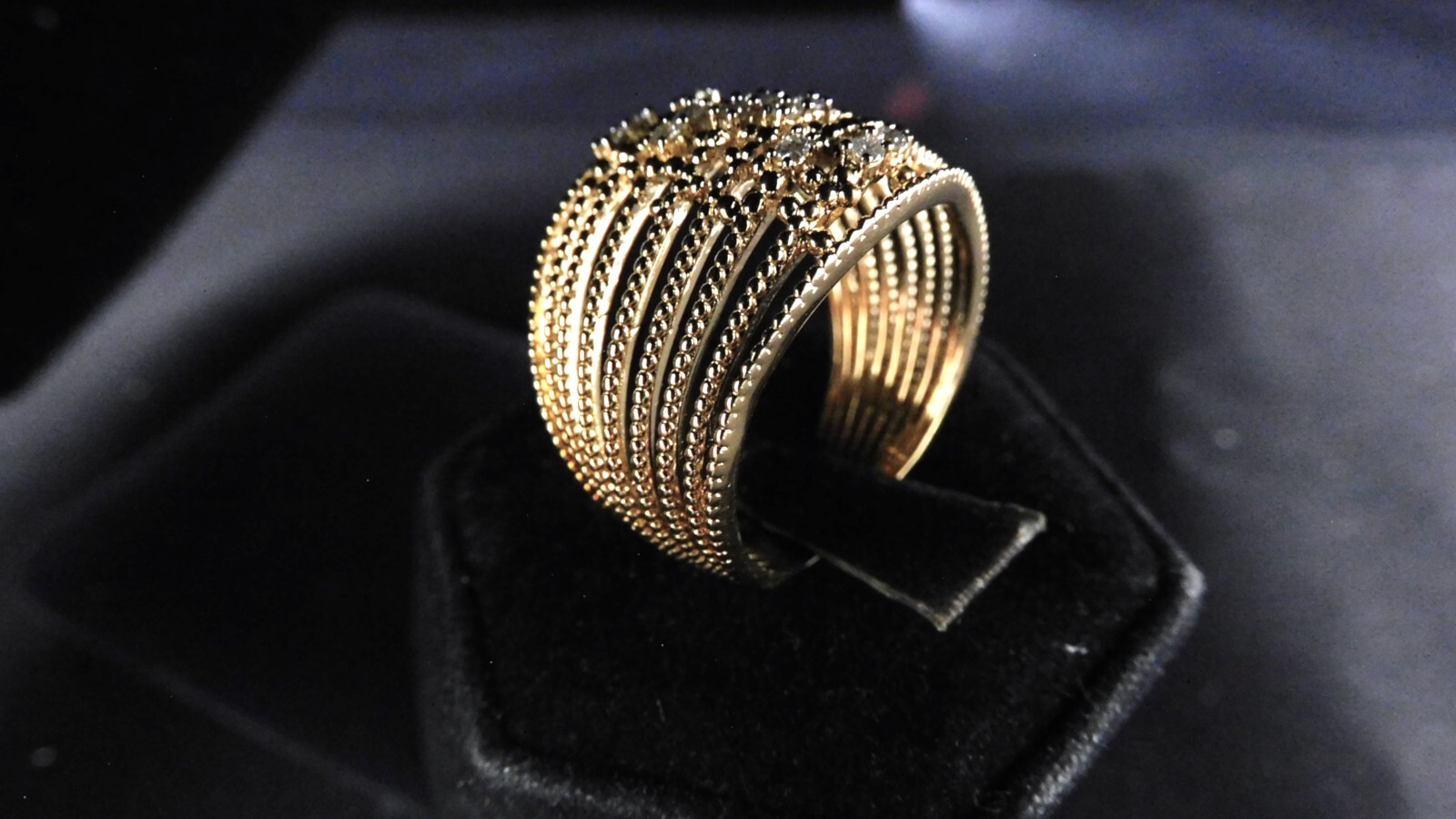 18K YELLOW GOLD OPEN WORK RING ACCENTED BY DIAMONDS | eBay