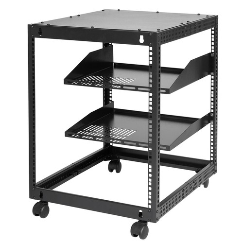 VEVOR 12U 4 Post AV Rack with Casters Open Frame Server Rack Network ...