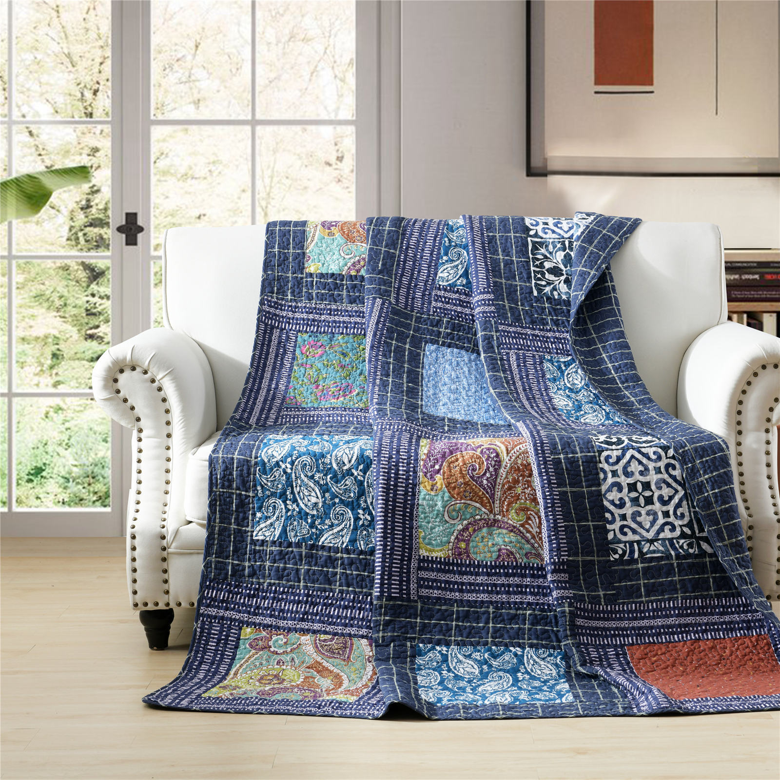 VIVILINEN Twin Size Patchwork Quilt Original Cotton Quilted Throw ...