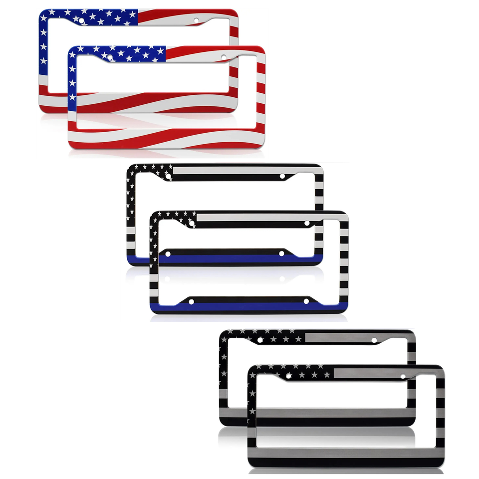 2pcs For Ford Accessories American US Flag Car Truck License Plate ...
