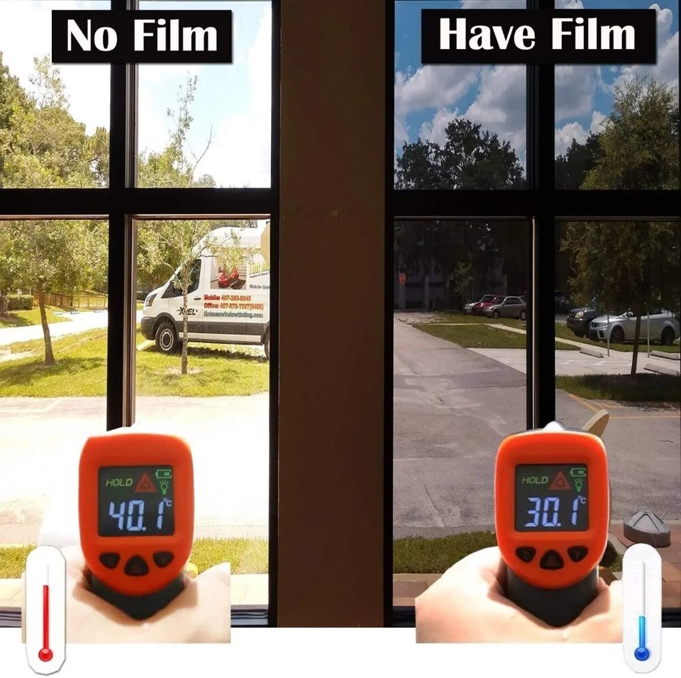 One Way Mirror Tint Window Film Privacy Protect UV Reflective Sun Block ...