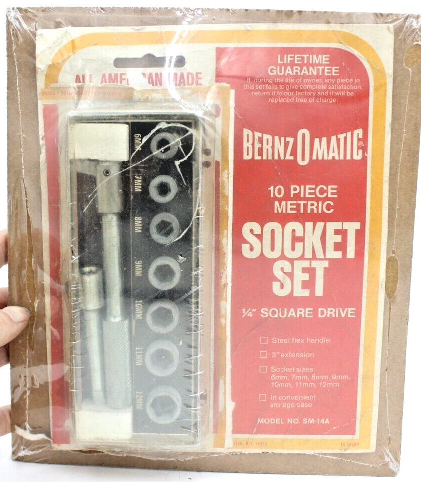 RARE Vintage BernzOmatic 10pc Metric Socket Set 1/4" Sq. Drive No.SM ...