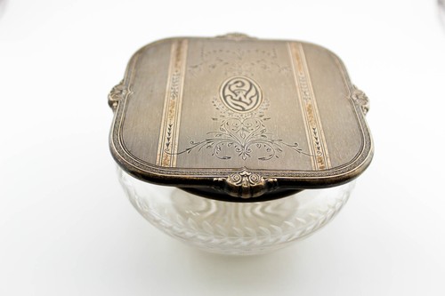ANTIQUE VICTORIAN CUT CRYSTAL INTERNATIONAL STERLING VANITY POWDER JAR ...