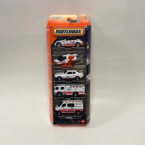 2025 Matchbox Rescue V 5 Pack M5, Capri, Helicopter, Fire Truck and ...