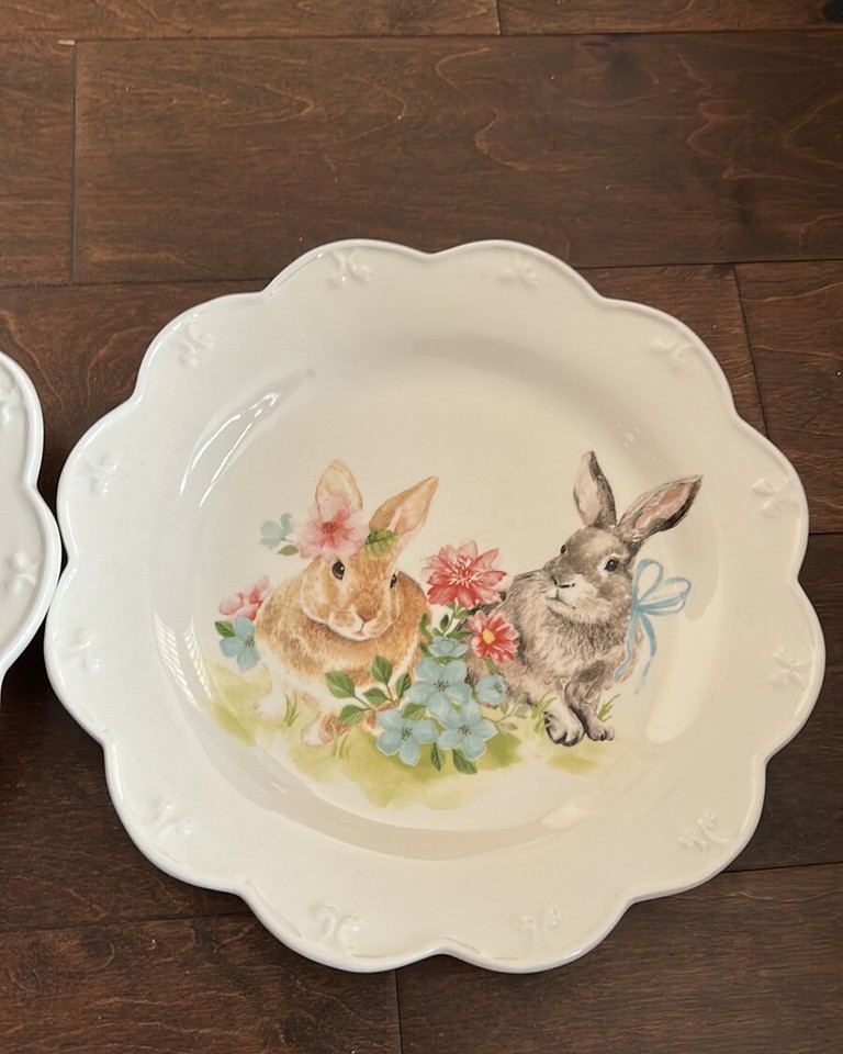 Grace Teaware Dinner Plates Set of 4 New Easter Bunny Pink Floral ...