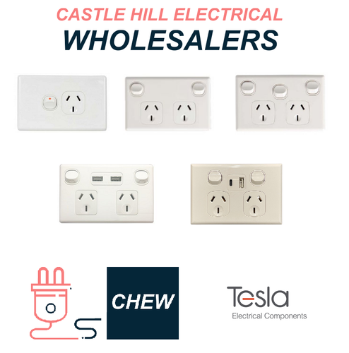 Tesla Classic Powerpoint Single GPO Double GPO With USB / USBC White ...