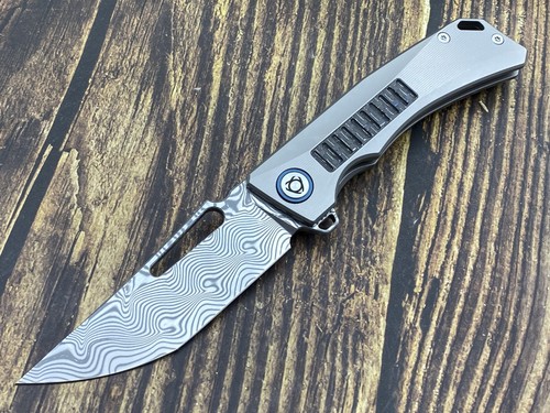 Sixleaf Folding Knife RWL34+PMC27 Blade Titanium/CF Handle Camping ...