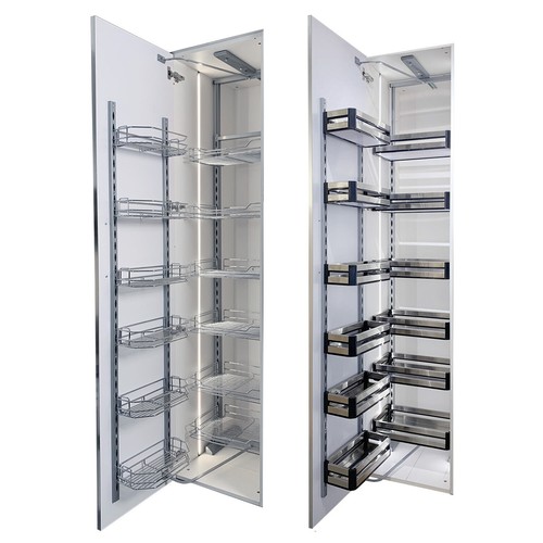 2 SIDES 6 TIERS BASKET 450MM KITCHEN CABINET LARDER PULL OUT SOFT CLOSE ...