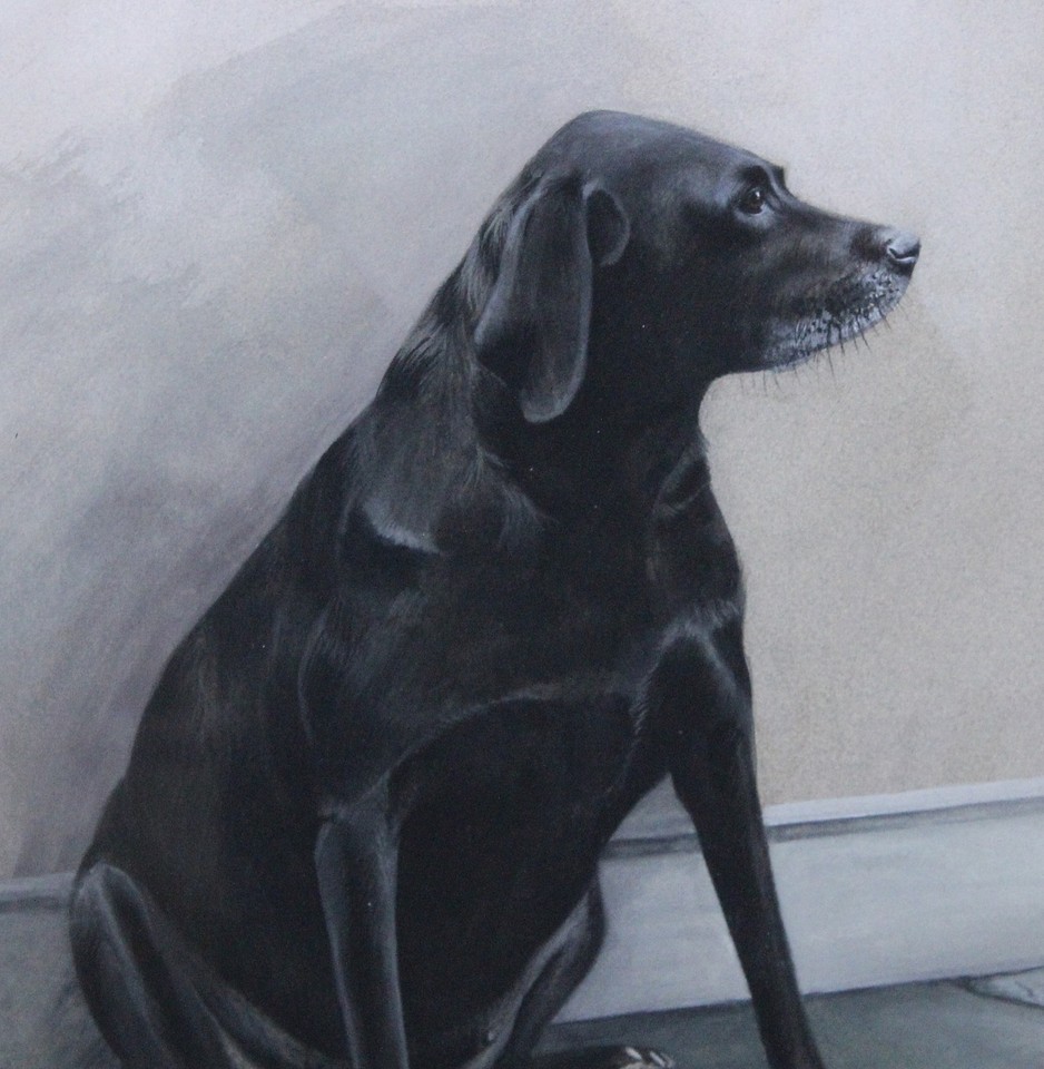 Contemporary Painting Labrador with Game Bird by Michelle Bennett Oates ...
