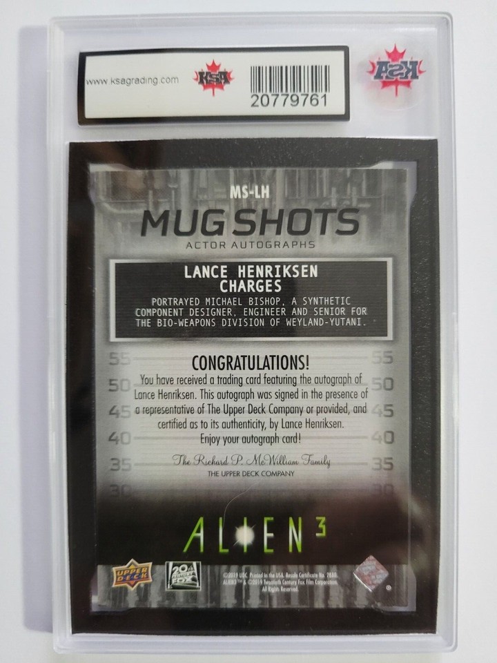 Lance Henriksen 2019 Aliens 3 Mugshot Auto Card KSA Graded 9.5!!! | eBay