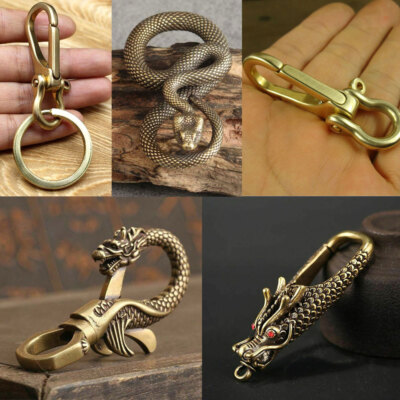 Retro Brass Drogon Snake Keychain Keyring Pendant Punk Biker Door Key ...