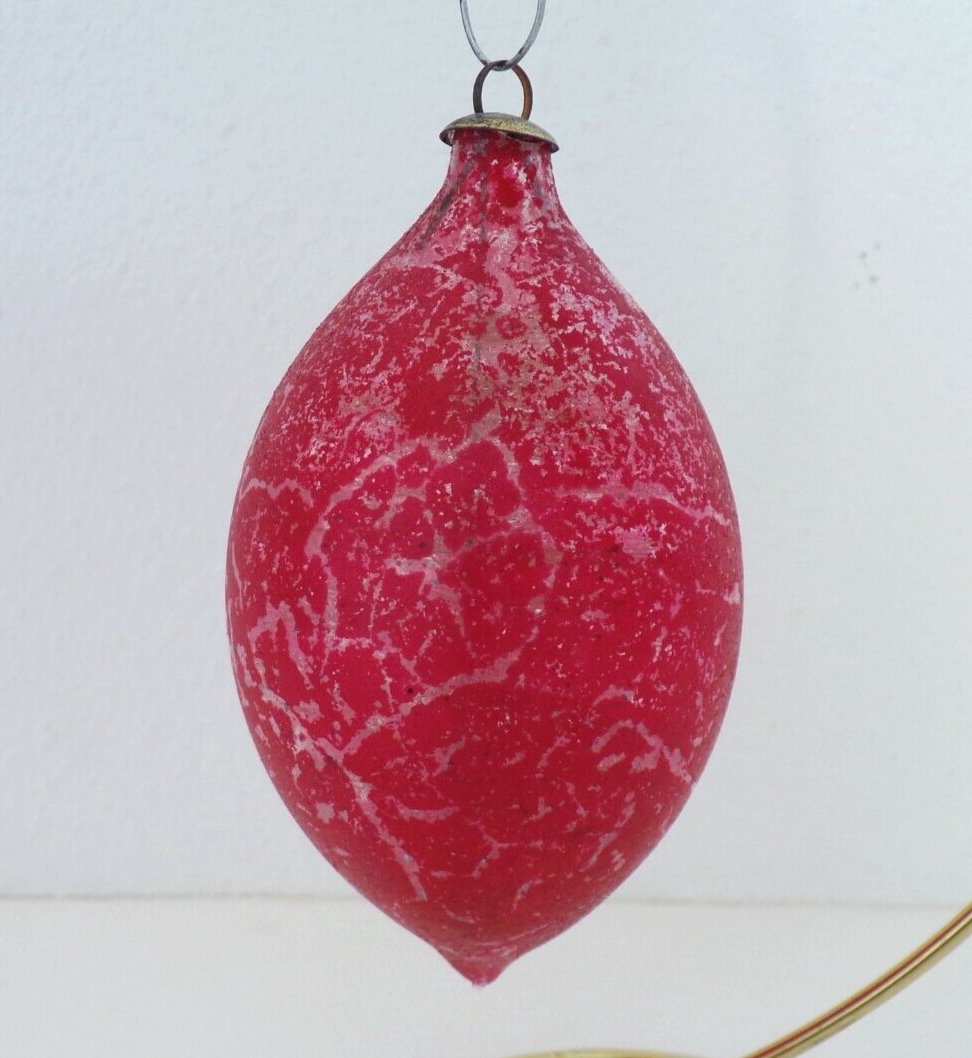 Vintage Red CRACKLE UnSilvered blown glass CHRISTMAS ornament - TINSEL ...