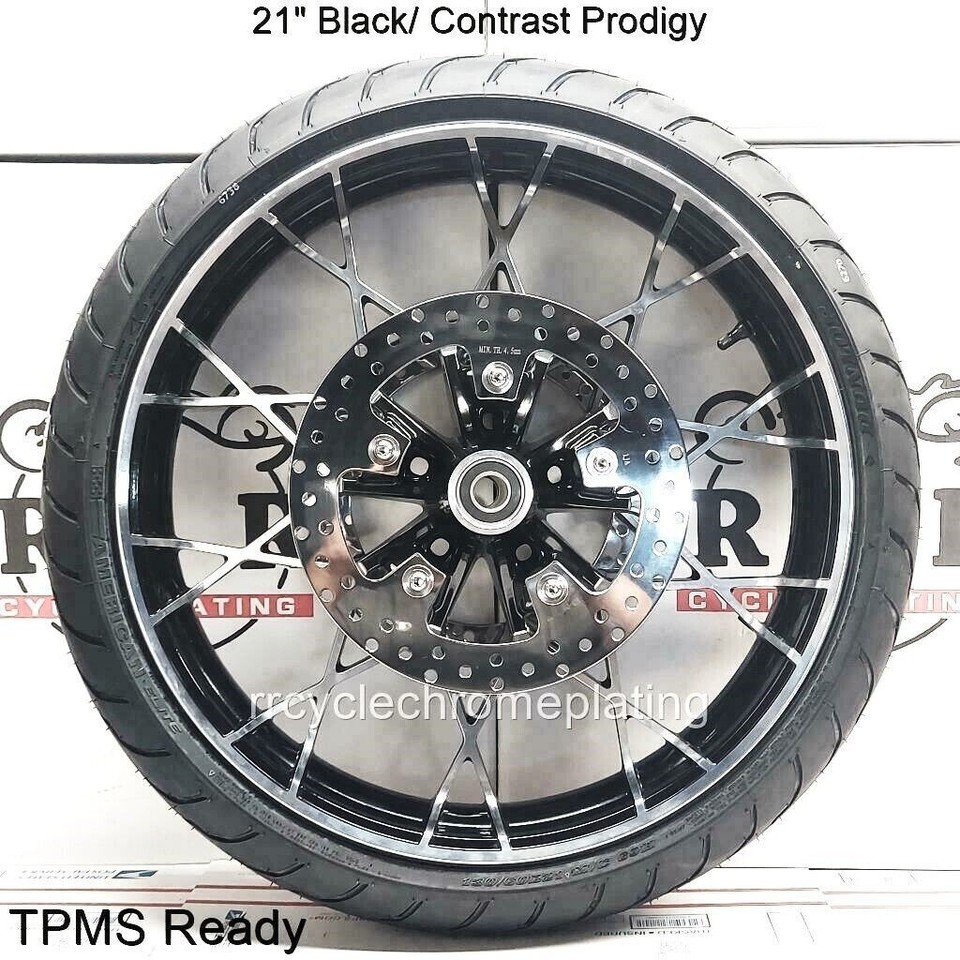 Harley 21" Black /Cut Prodigy Front Wheel Tire Rotor 08-23 Road Glide ...