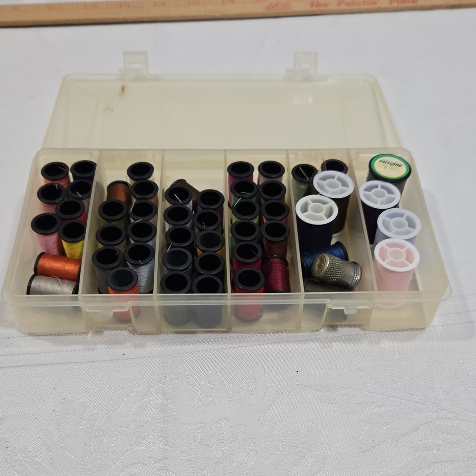 Polycord Multicolor Polyester Sewing Thread Spools Lot with Thimble ...