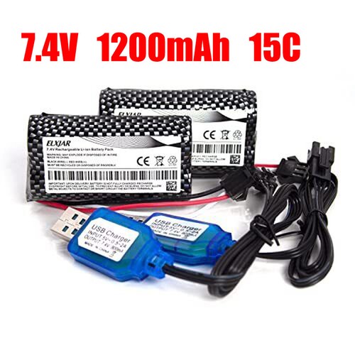 2-Pack 7.4V 1200mAh 15C Li-Ion Replacement Batteries for Remote control ...