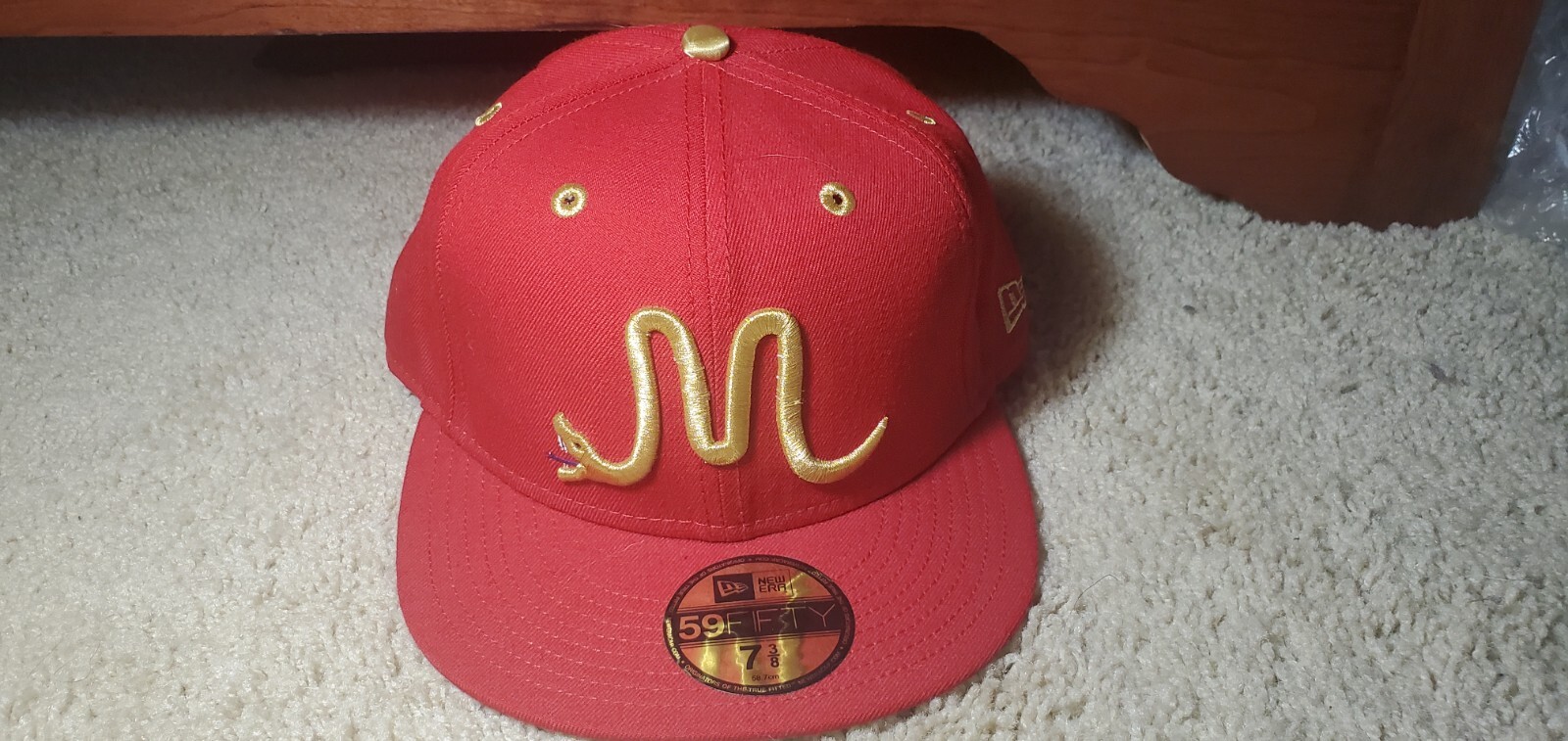 New Era 59fifty 7 3/8 Mishka Red/Gold Fitted Hat Snak… - Gem