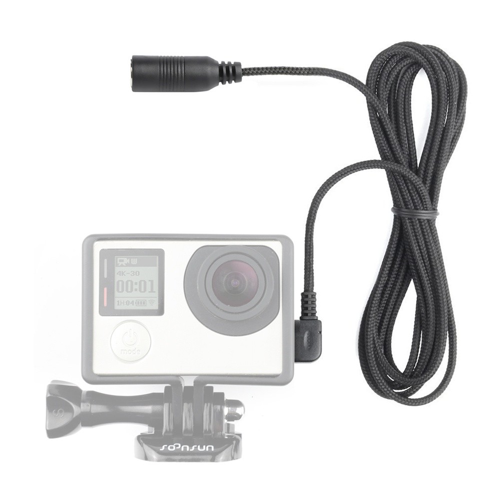 For GoPro HERO4 3+ 3 Mini USB to 3.5mm External Mic Microphone Adapter ...