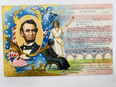 Vintage Antique E. NASH Postcard Abraham Lincoln 1809 - 1909 Souvenir ...