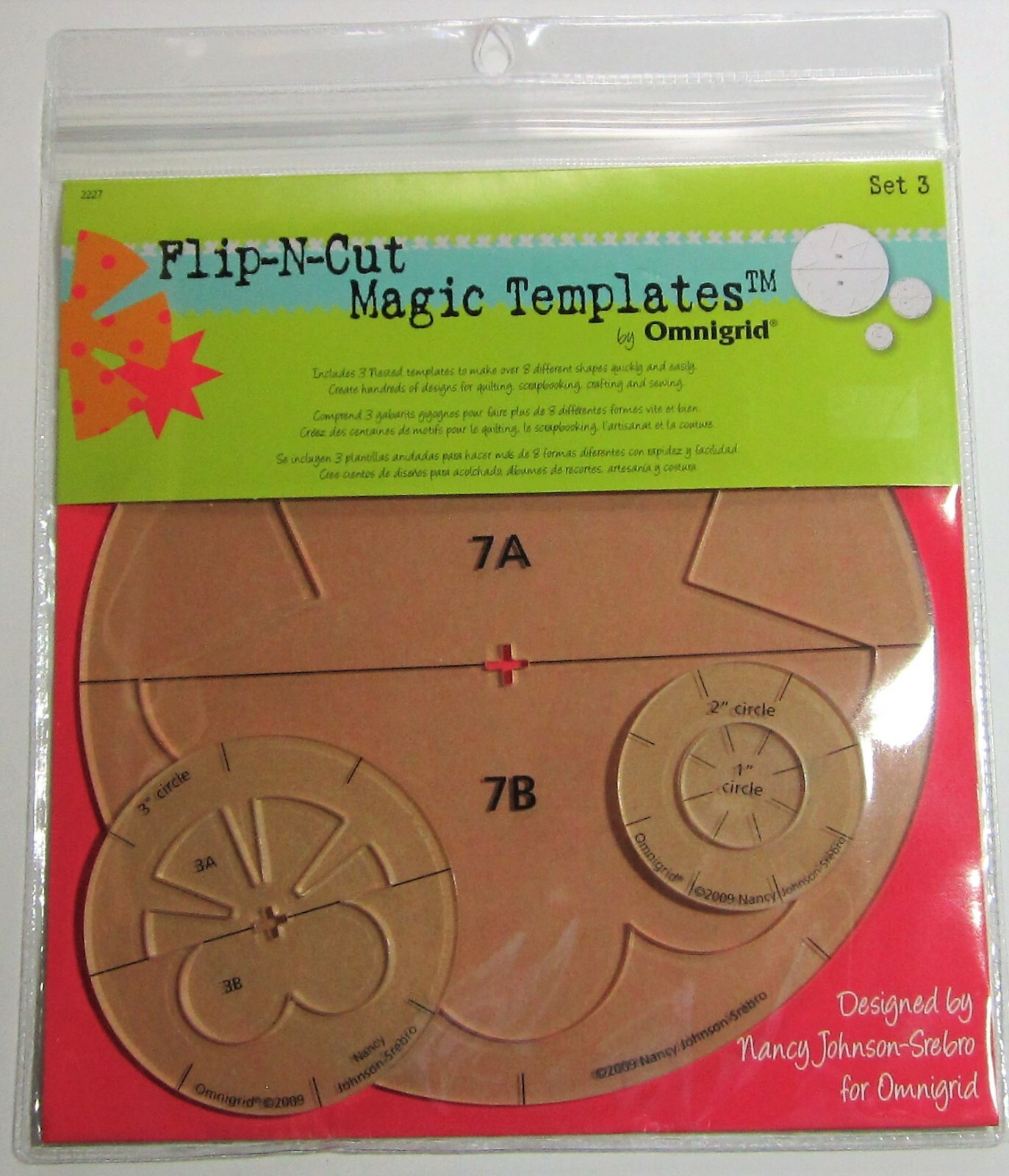 Omnigrid FLIP N CUT MAGIC TEMPLATES Set #3 for QUILTING SCRAPBOOKING ...