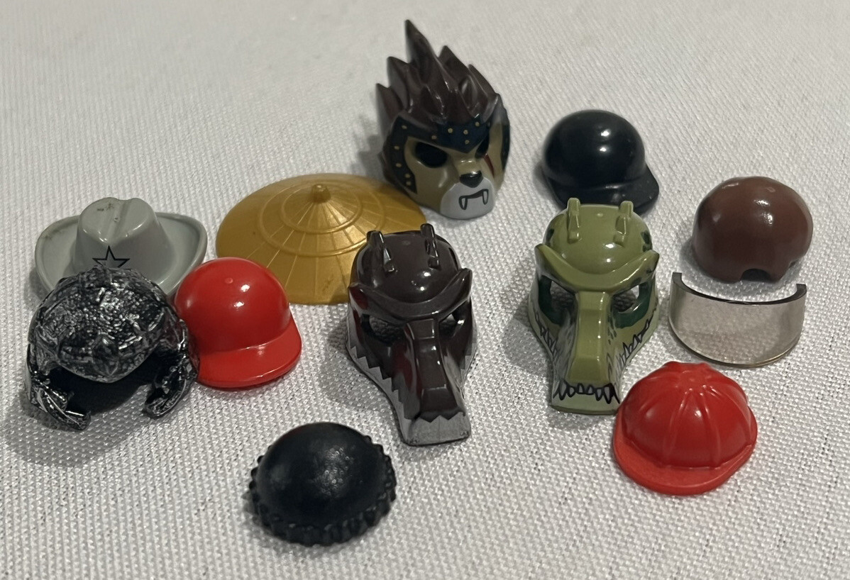 Lot of LEGO Helmets Soldier Racecar Ninjago Alligator Cowboy Hair Etc ...
