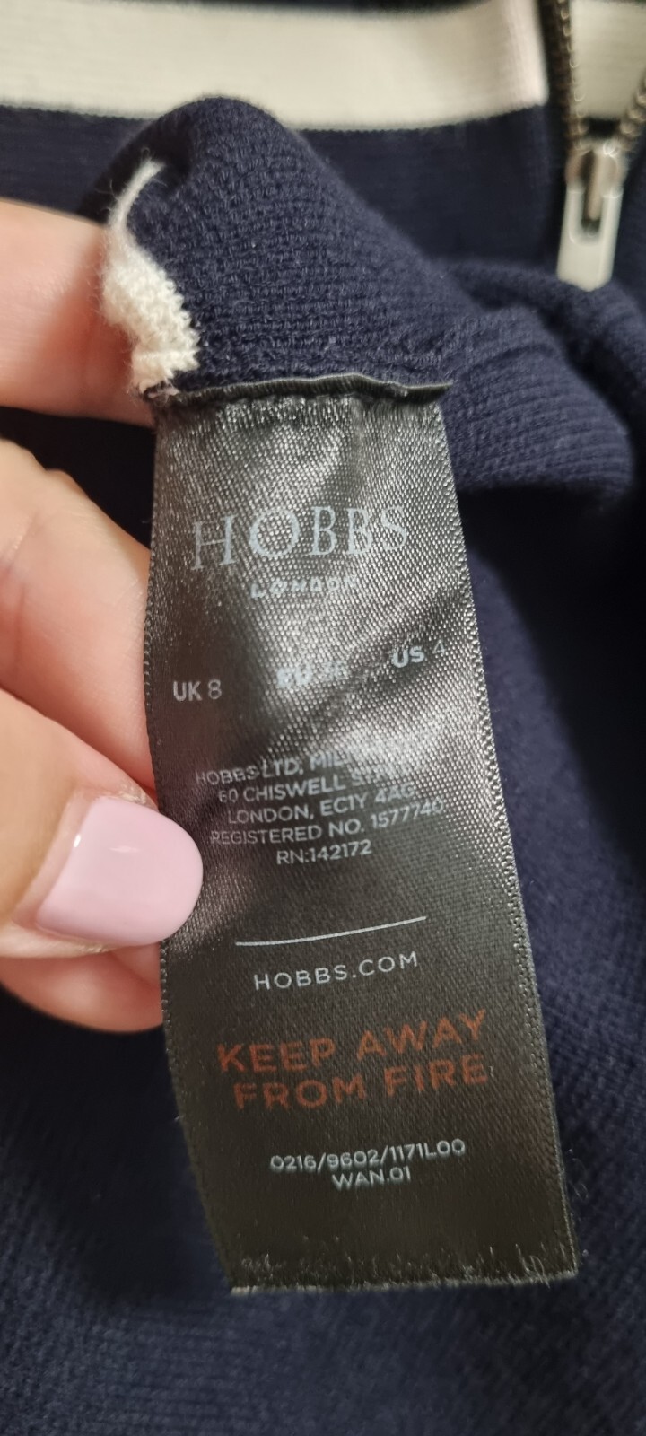 Hobbs London Dress Size UK 8 Knit Tunic Black Striped 3/4 Sleeve Knee ...