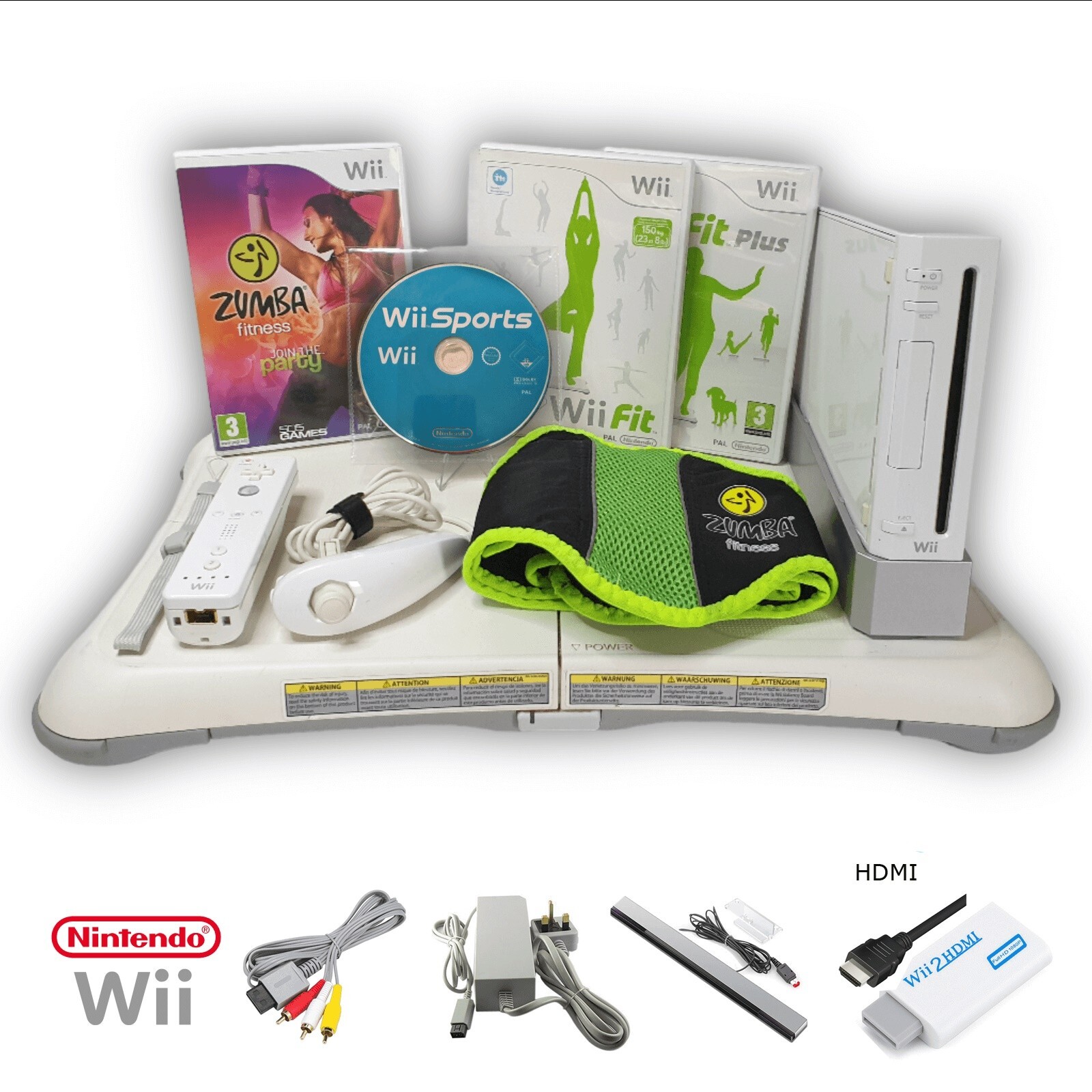Nintendo Wii Set+Balance Board+Zumba+Wii Fit+Wii Fit Plus+Wii Sports ...