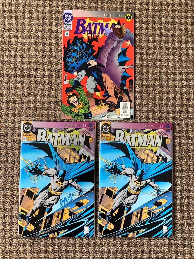 Lot of (3) Batman Knightfall #492 & #500 Signed 1993 DC Comic Books ...