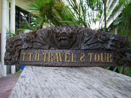 +40 Years Old Vintage Ormosia Woodcarved Table Company Name Sign T.T.O ...