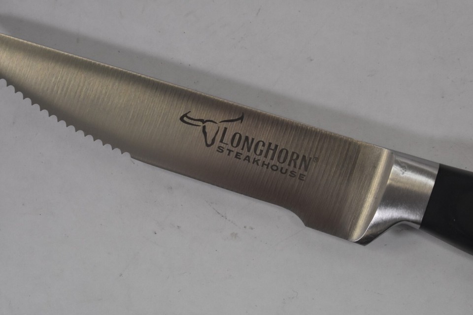 Lot of 12 Steak Knives Black Handle Stainless Steel w Steakhouse ...