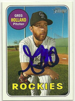 2018 Topps Heritage GREG HOLLAND Signed Card autograph ROCKIES ROYALS ...