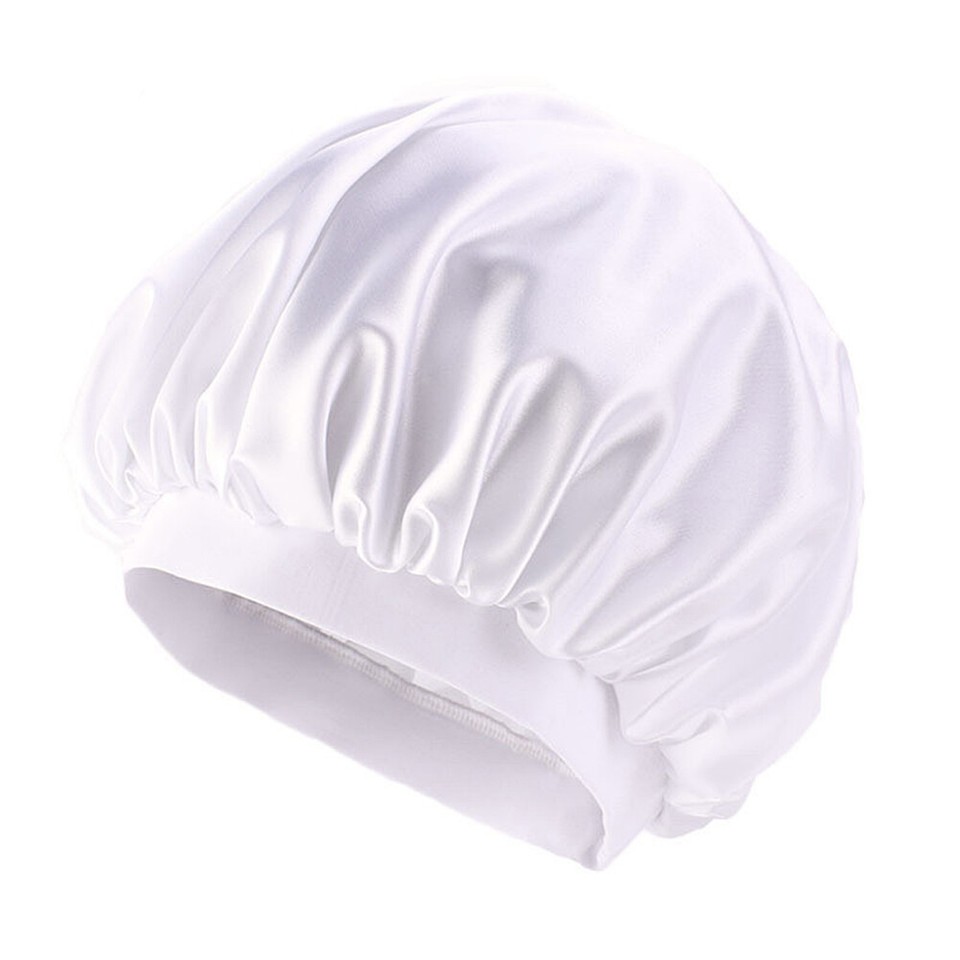US Women Satin Night Sleep Cap Hair Bonnet Hat Silk Head Cover Wide ...