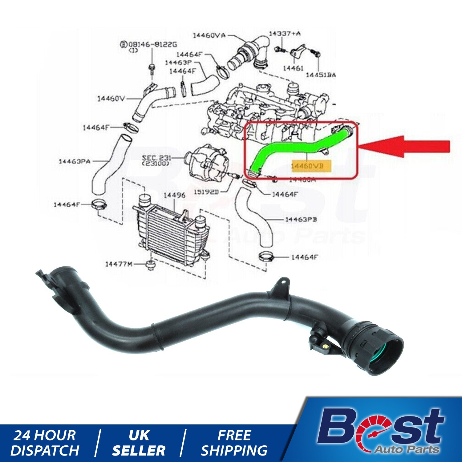TURBO INTERCOOLER HOSE PIPE FOR NISSAN JUKE 1.5 DCI 144601FE0C ...