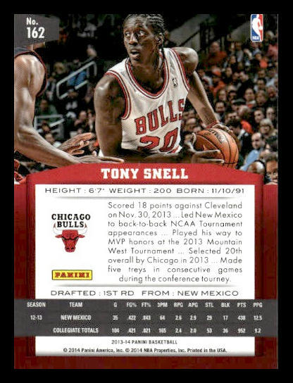 2013-14 Panini #162 Tony Snell Rookie Chicago Bulls | eBay