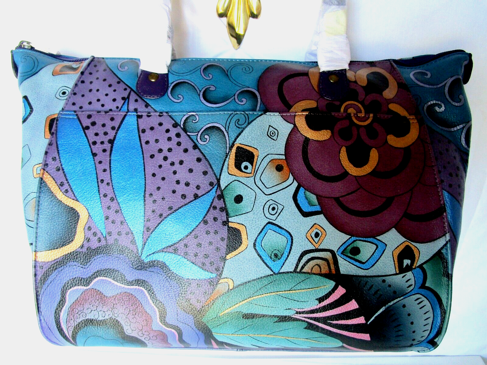 Anuschka Hand Painted Leather Tote Large Multicolor Floral Print NWT | eBay