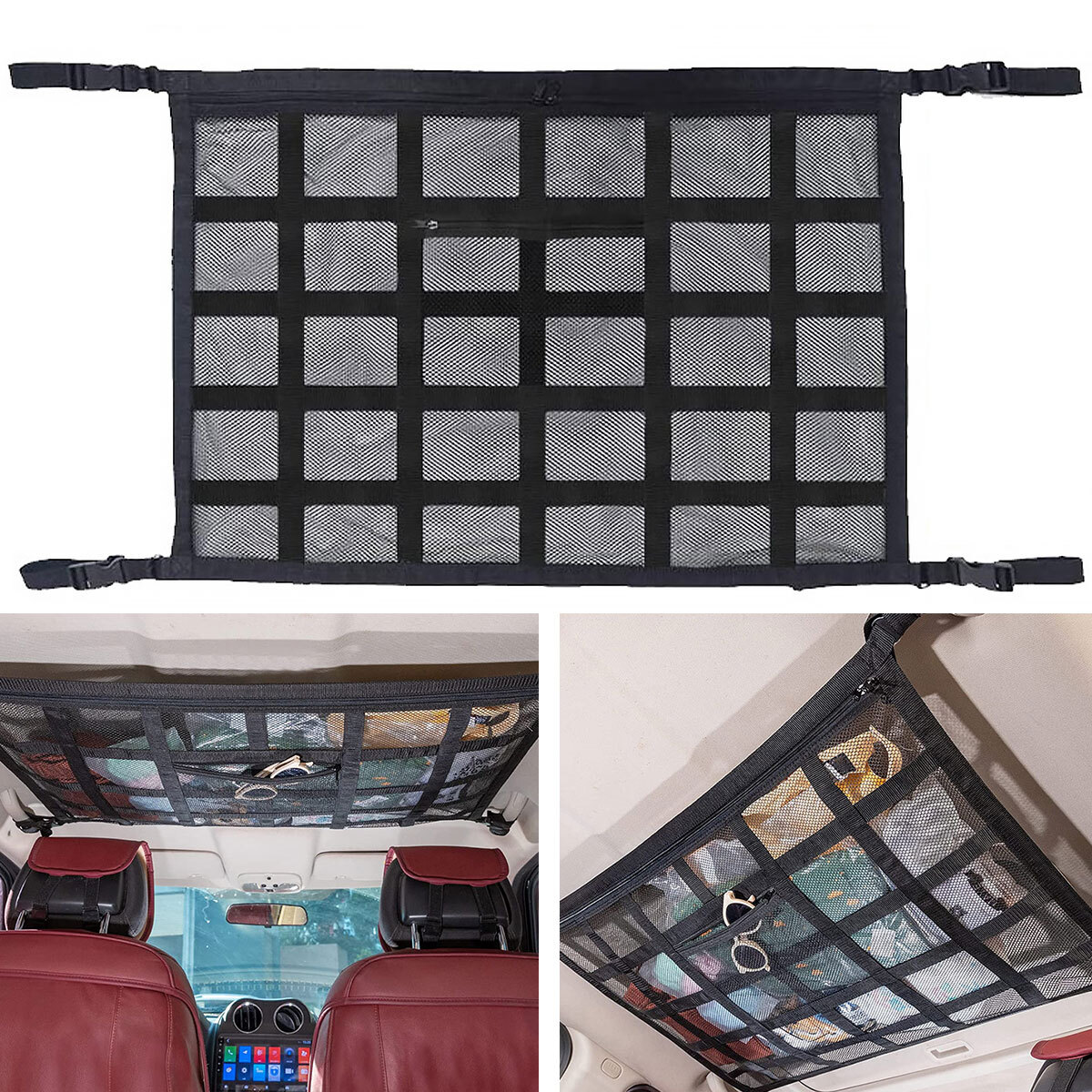 Car Ceiling Cargo Net Strong Load-Bearing Roof Storage Organizer Mesh ...