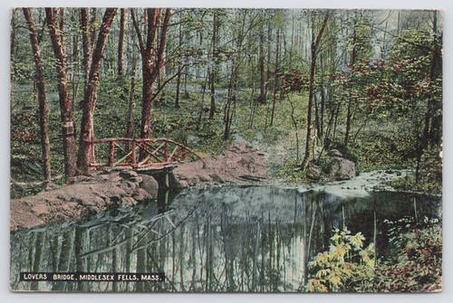 State View~Middlesex Fells Reservation MA~Rustic Lovers Bridge~1913 ...