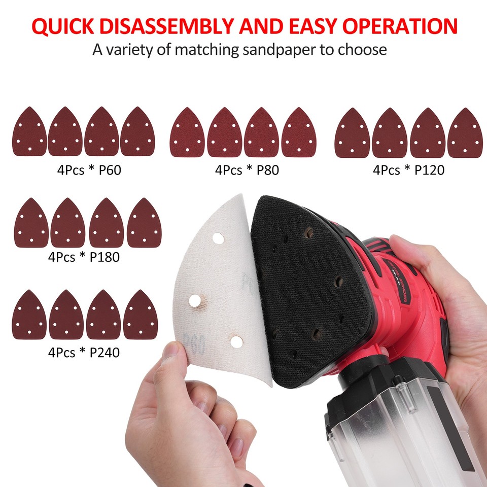 Electric Detail Sander1.6 Amp Wood Sander Compact Sander with 20 Pcs ...