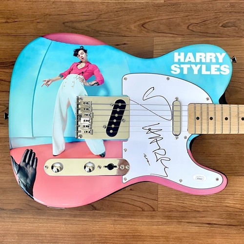 HARRY STYLES Signed Guitar Custom Graphics 1/1 JSA COA WATERMELON SUGAR ...