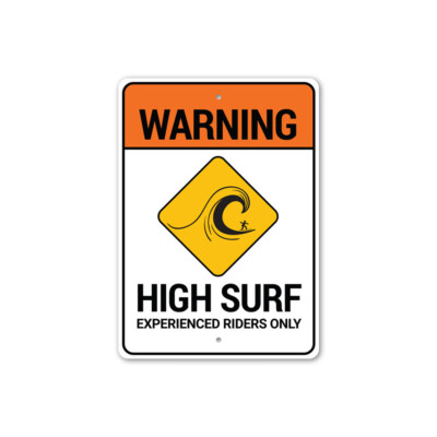 Warning High Surf, Coastal Sign, Surfer Sign, Beach Safety Metal Sign ...