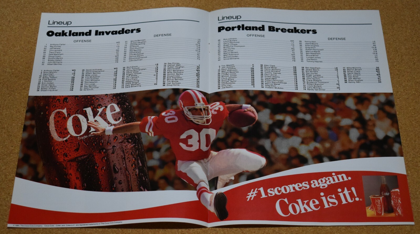 1985 Print Ad USFL Oakland Invaders Portland Breakers Football Coca ...