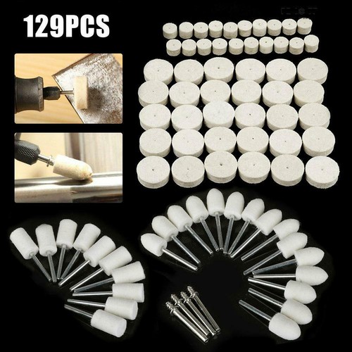129Pcs Felt Polishing Buffing Pads Wheel Wool Plastic Rotary Dremel ...