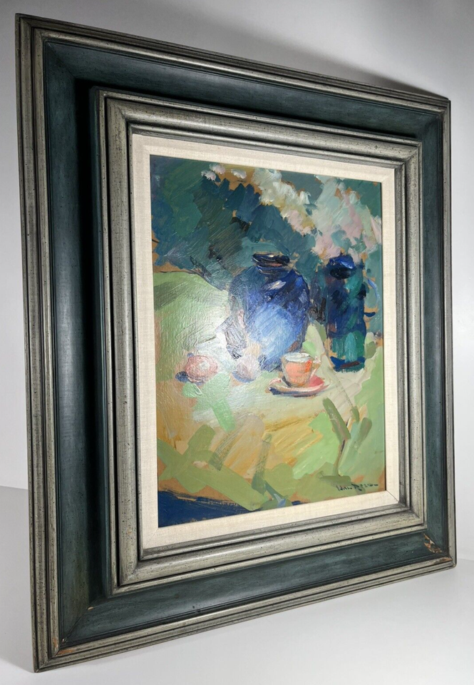 HAL REED MODERNIST VINTAGE STILL LIFE IMPRESSIONIST MID CENTURY OIL ...