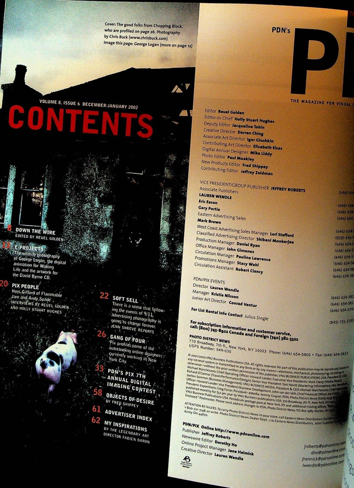 PDN's Pix Magazine December 2002 Visual Creatives Hoss Gifford George ...