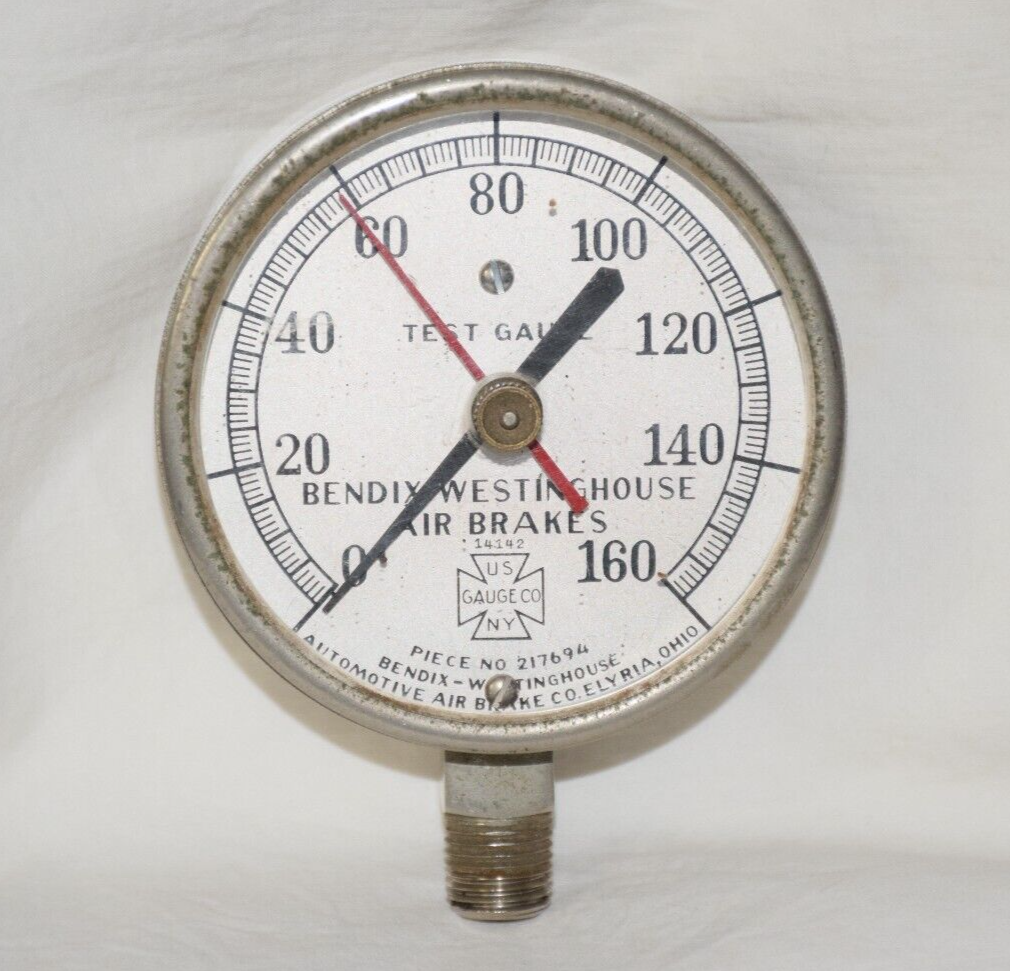 Vtg Bendix-Westinghouse Air Brakes Gauge Steampunk Industrial 3.25" No ...