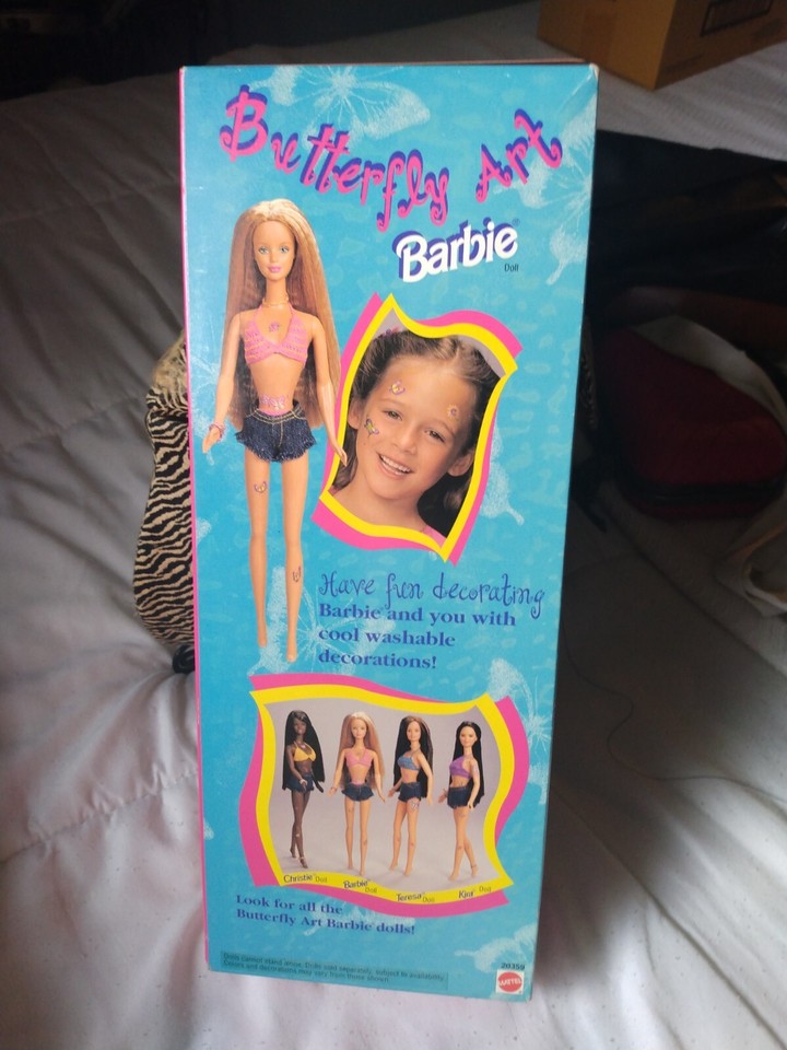 Barbie 20359 ln box 1998 Butterfly Art Barbie Doll Figure Tattoo New ...