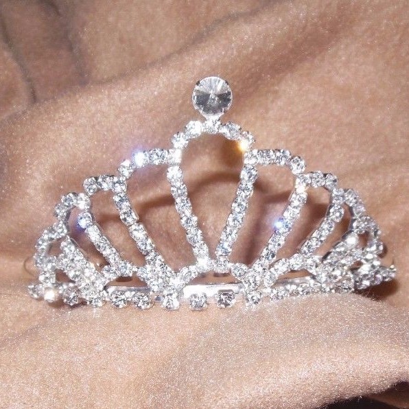 Rhinestone Teardrop Ballerina Tiara 1 3/4" high comb insert silvertone ...